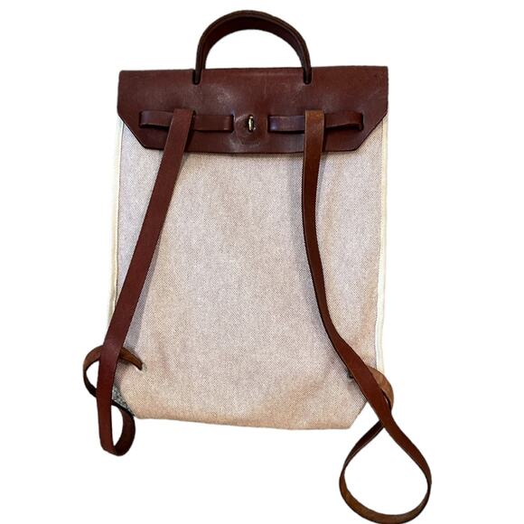 Hermes | Bags | Vintage Hermes Toile Vache Calfskin Herbag Backpack ...